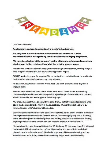 Reading at School – Walthamstow Montessori School